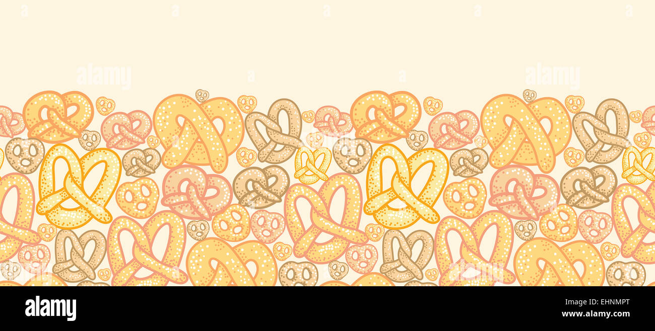 Pretzels horizontal seamless pattern background border Stock Photo - Alamy