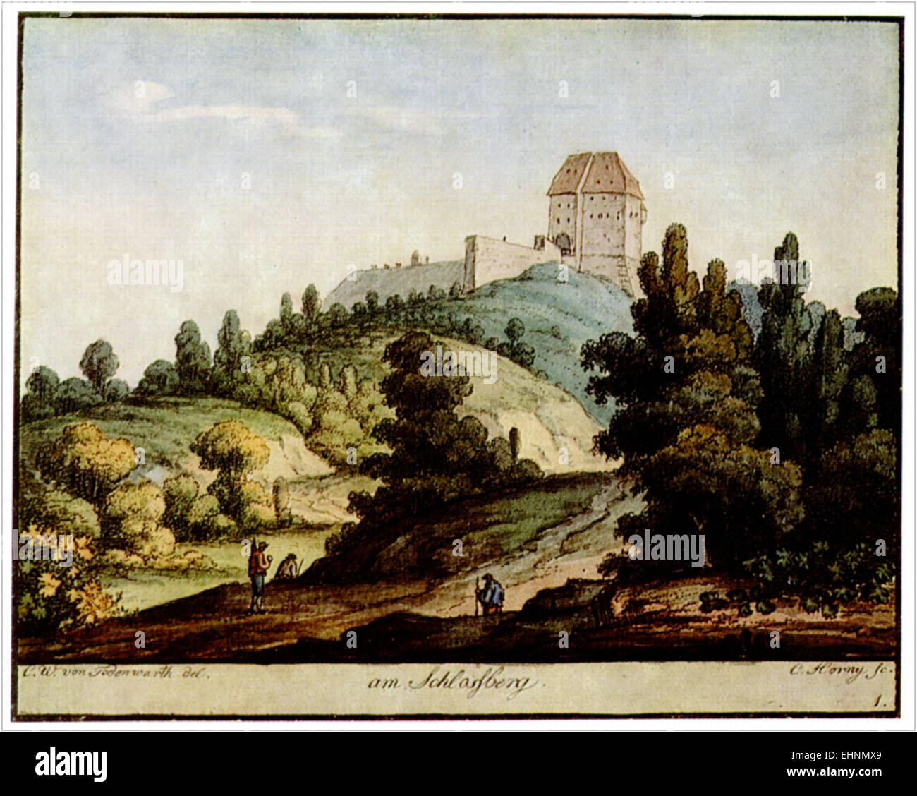 Konrad Horny (um 1800) Am Schloßberg - nach einer Vorzeichnung von Carl ...