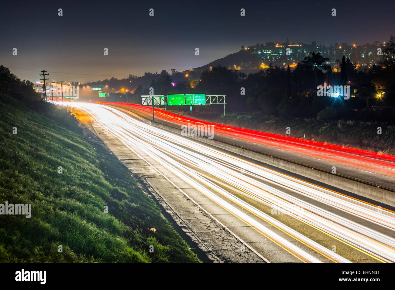 Long exposure of California Route 125 at night, in La Mesa, California ...