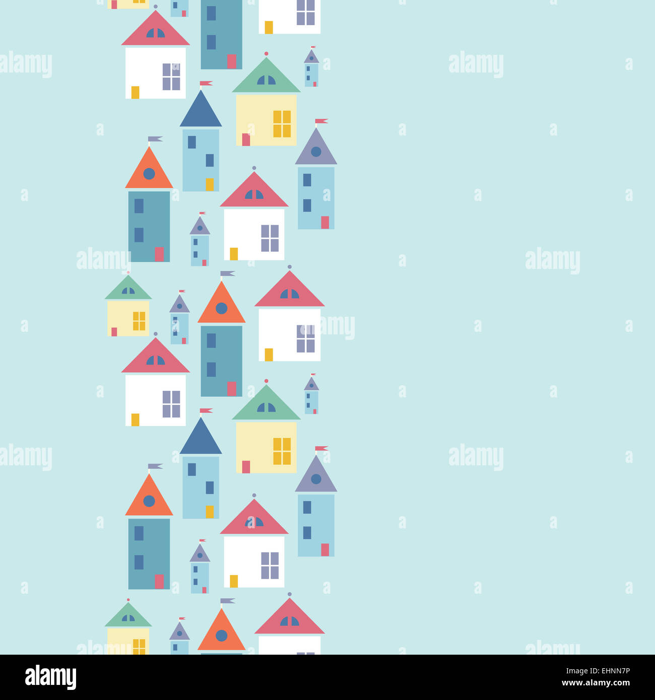 Town houses vertical seamless pattern background border Stock Photo - Alamy