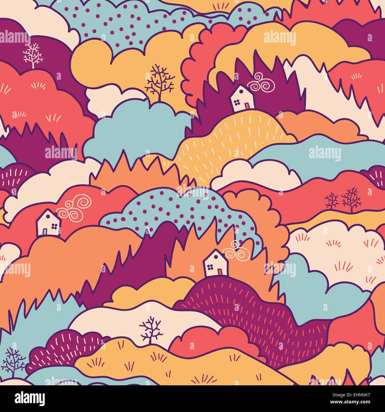 Fall landscape seamless pattern background Stock Photo - Alamy