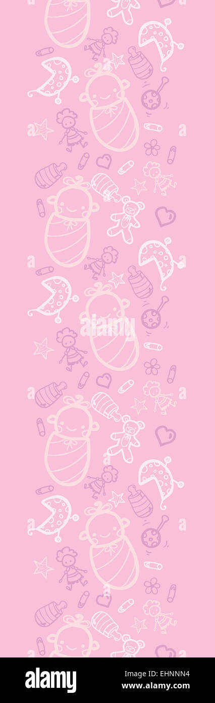 Baby girl pink vertical seamless pattern background border Stock Photo ...