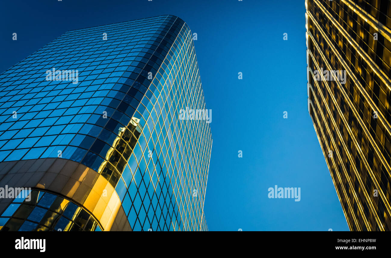 Looking up at modern buildings in downtown Wilmington, Delaware Stock ...