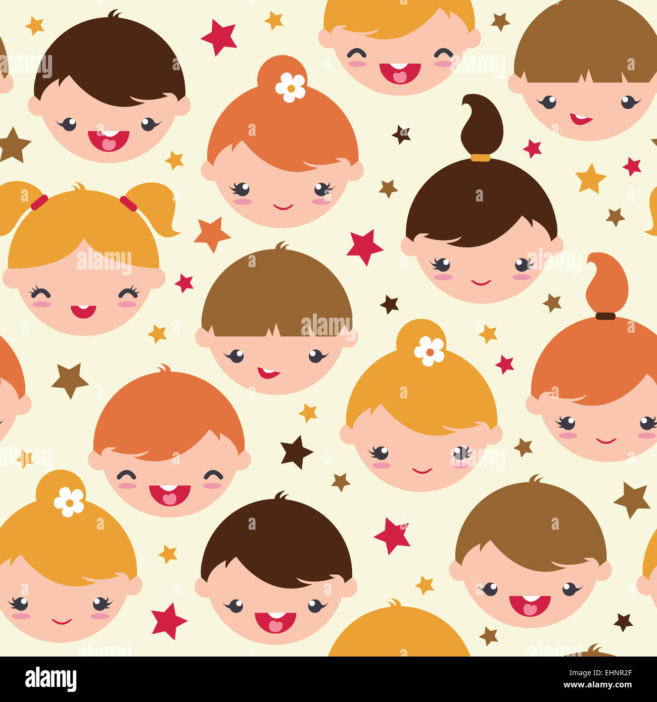 Smiling children seamless pattern background Stock Photo - Alamy