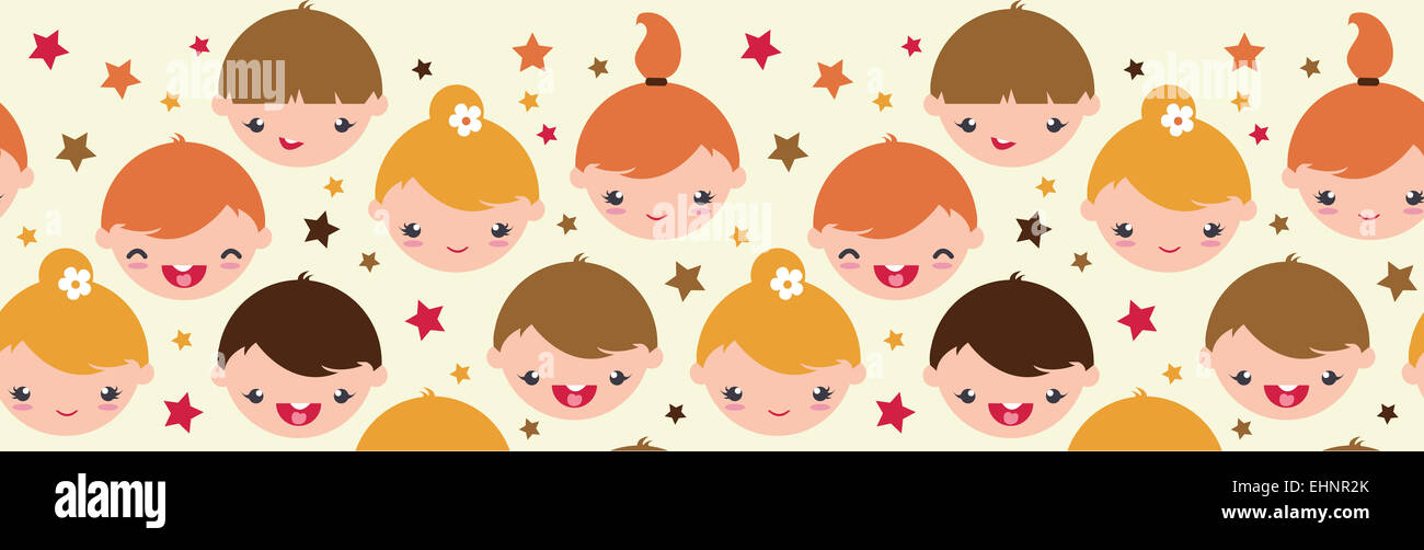 Smiling children horizontal seamless pattern background Stock Photo - Alamy