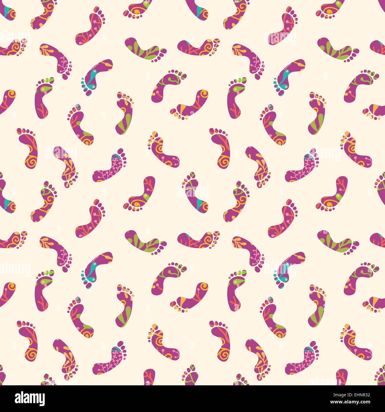Colorful foot prints seamless pattern background Stock Photo - Alamy