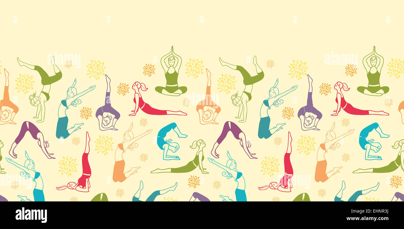 Workout fitness girls horizontal seamless pattern background Stock ...