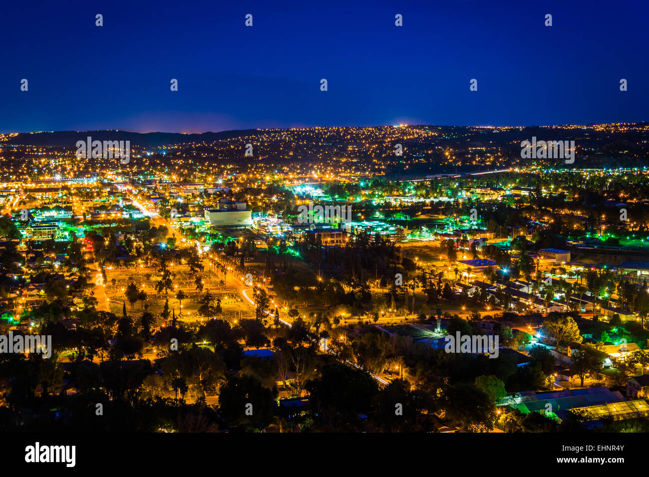 Night view of the city of Riverside, from Mount Rubidoux Park, in ...