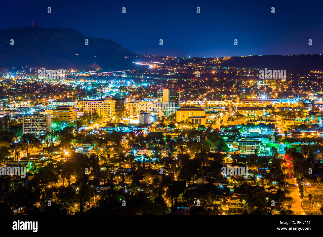 Night view of the city of Riverside, from Mount Rubidoux Park, in ...