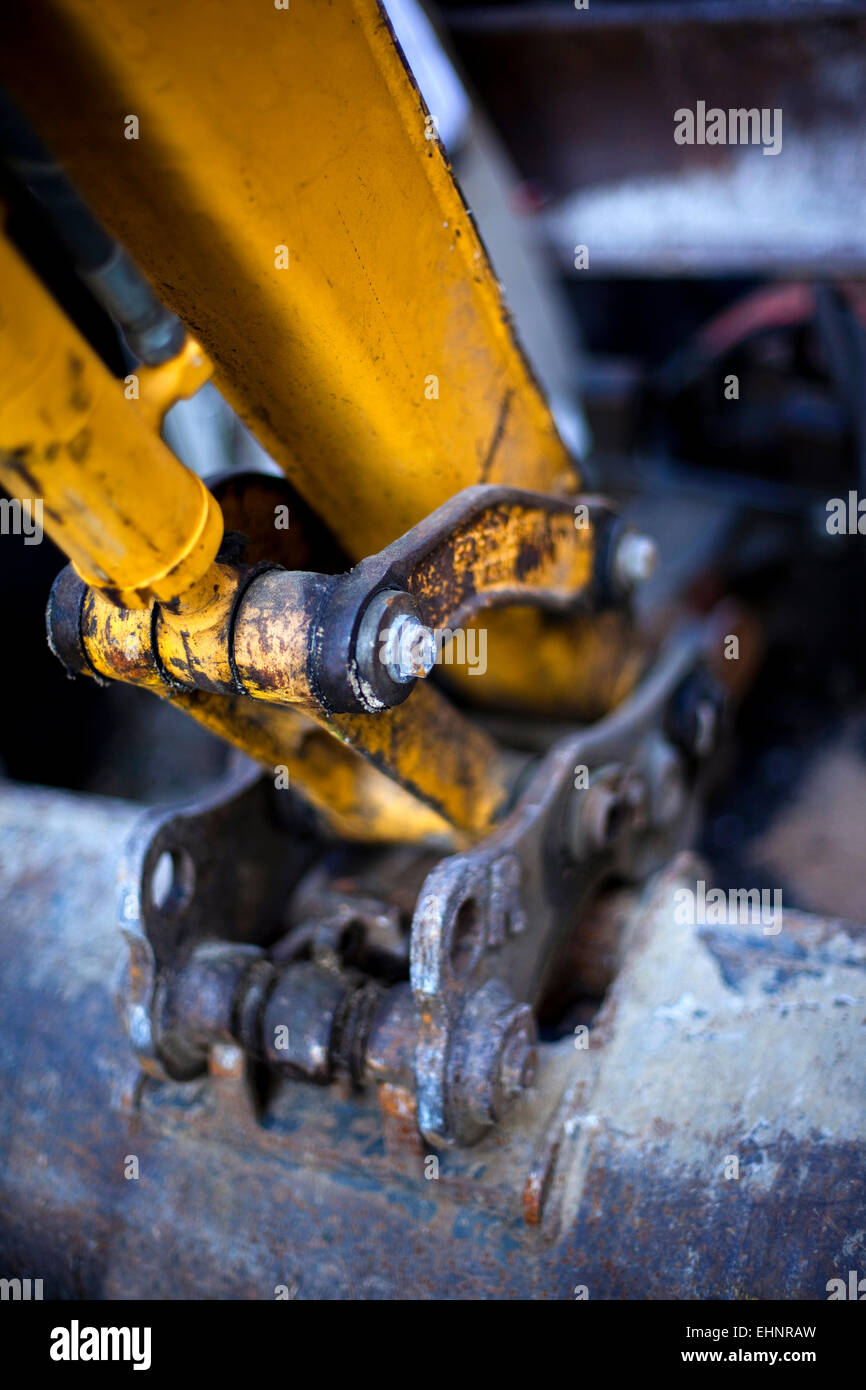 Close up of a backhoe on a construction site Stock Photo - Alamy