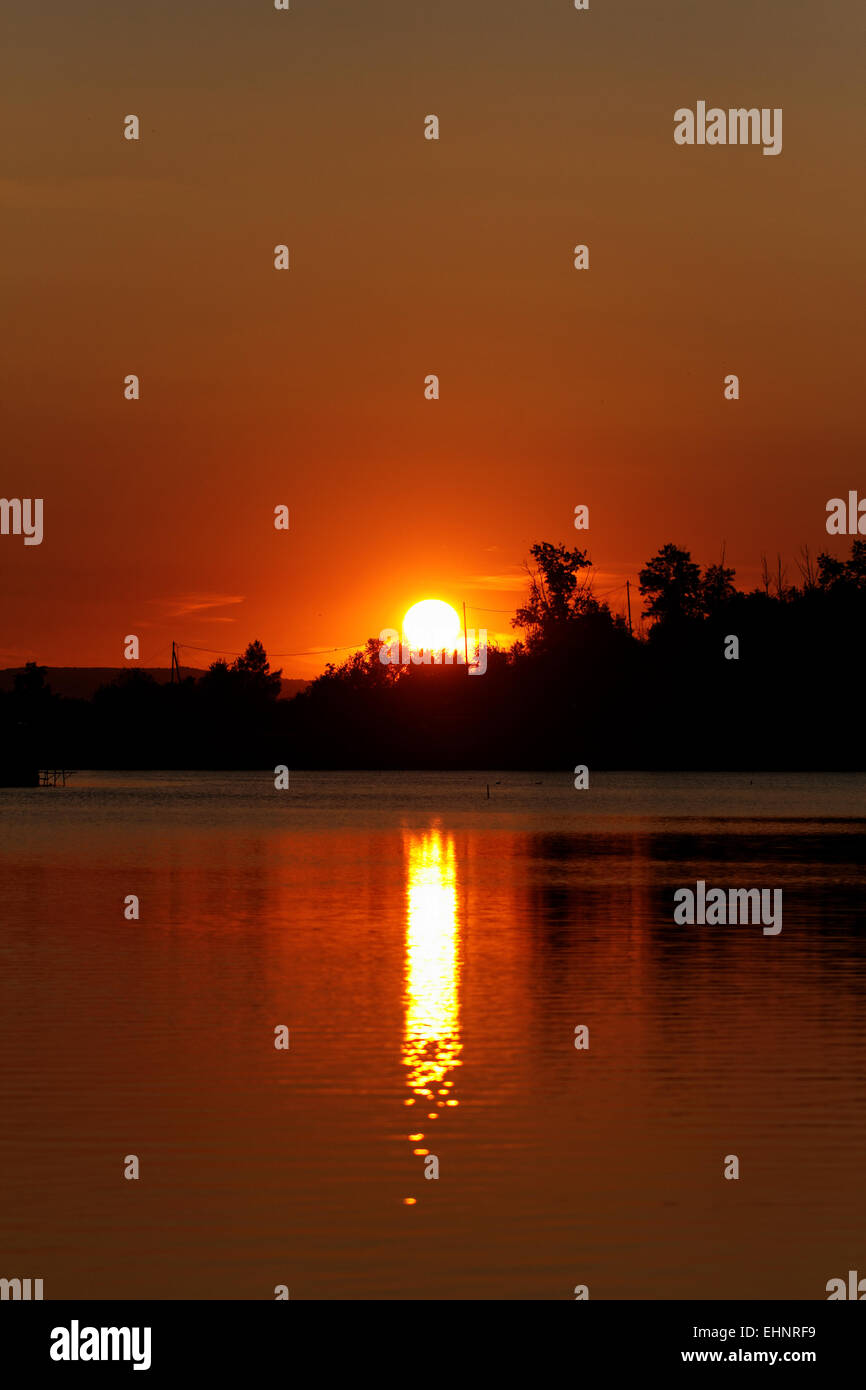 Beautiful sunset over remote lake hi-res stock photography and images ...