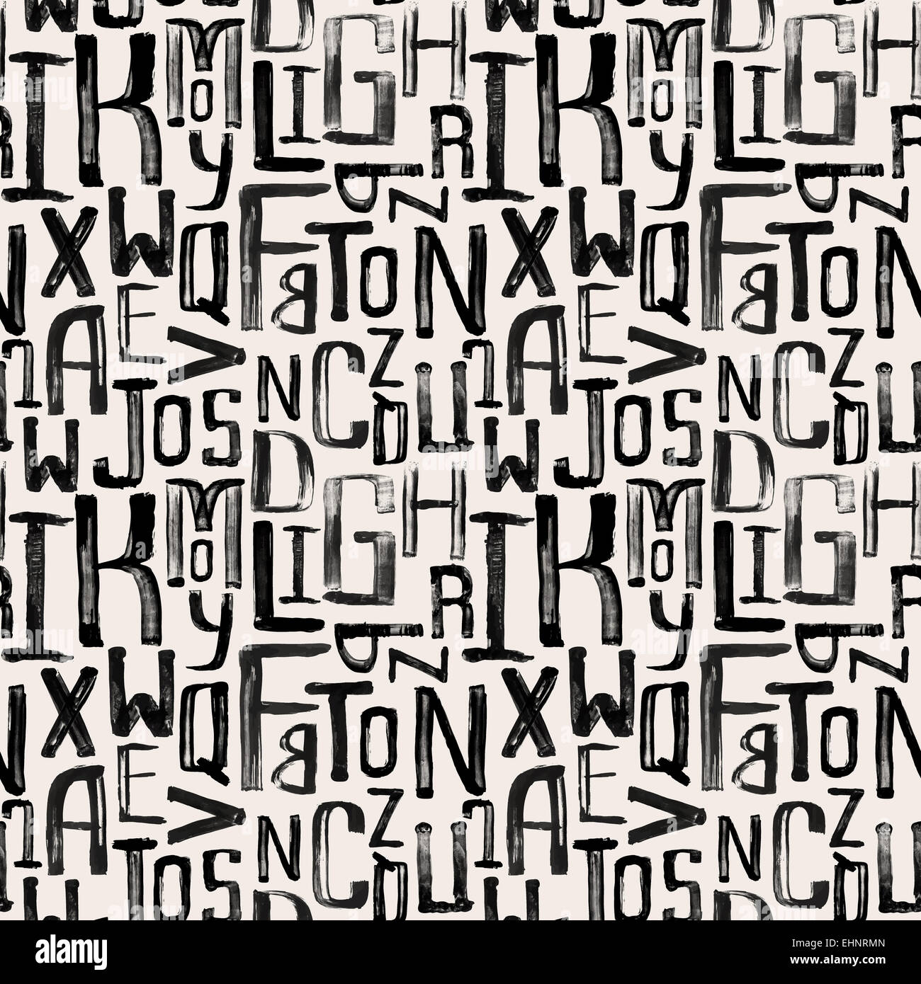 Seamless vintage style pattern, uneven grunge letters of random size ...