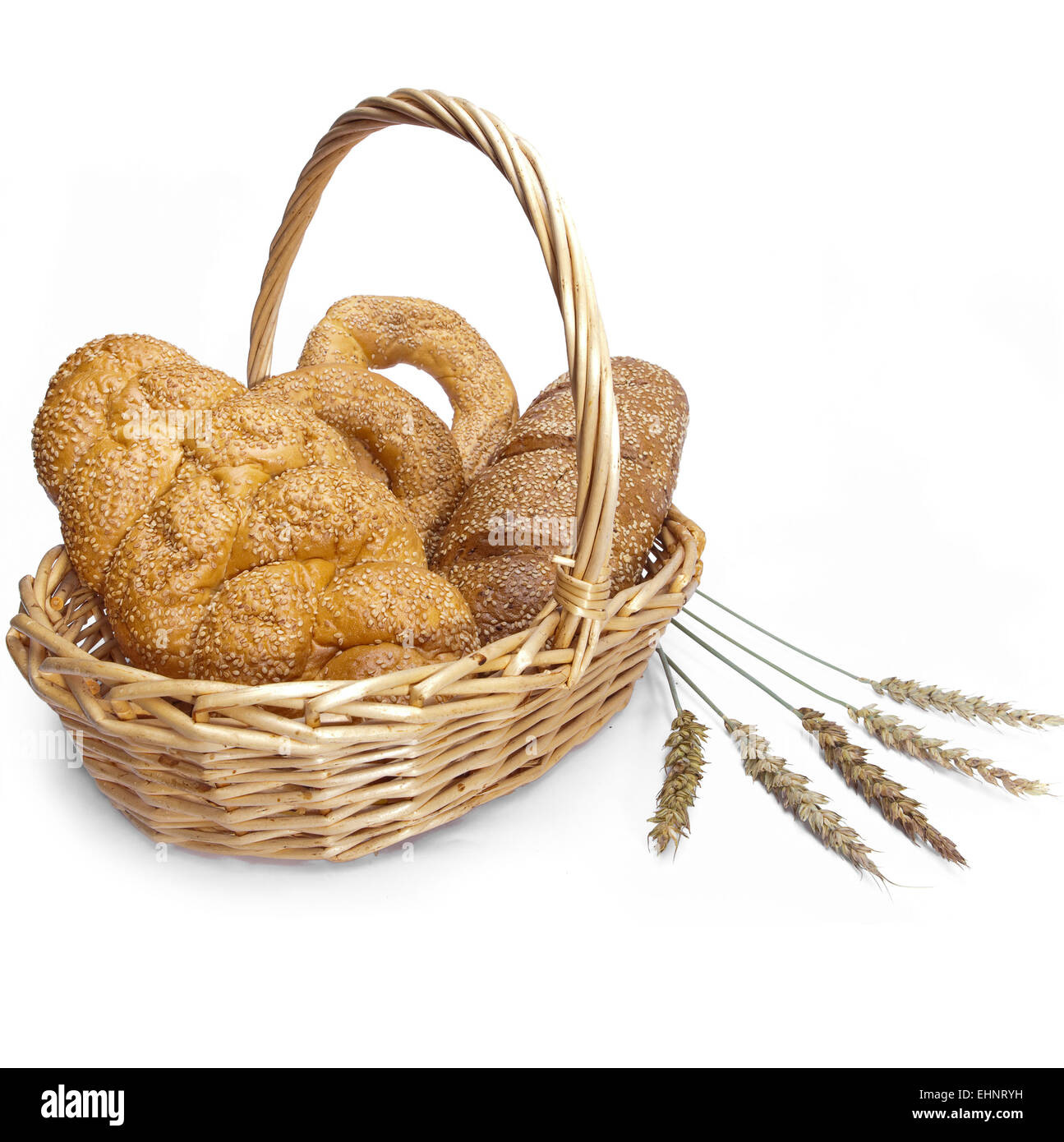 Basket with bread Stock Photo - Alamy