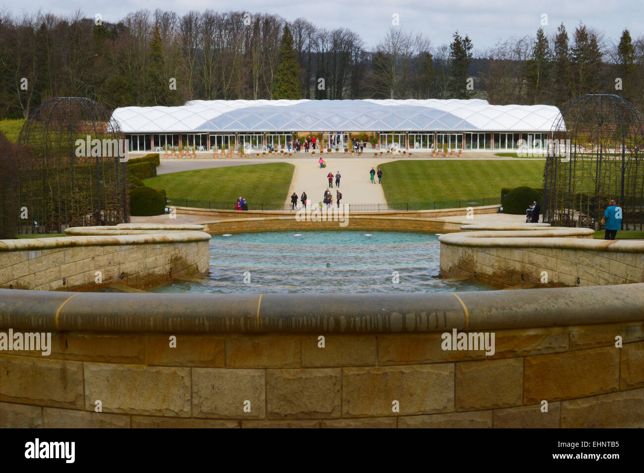 Looking over the Grand Cascade and Pavilion in Alnwick Garden ...