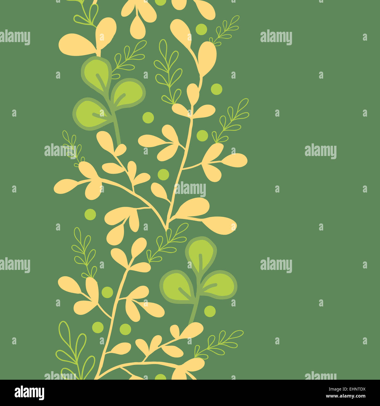 Green And Gold Leaves Vertical Seamless Pattern Border Stock Photo - Alamy
