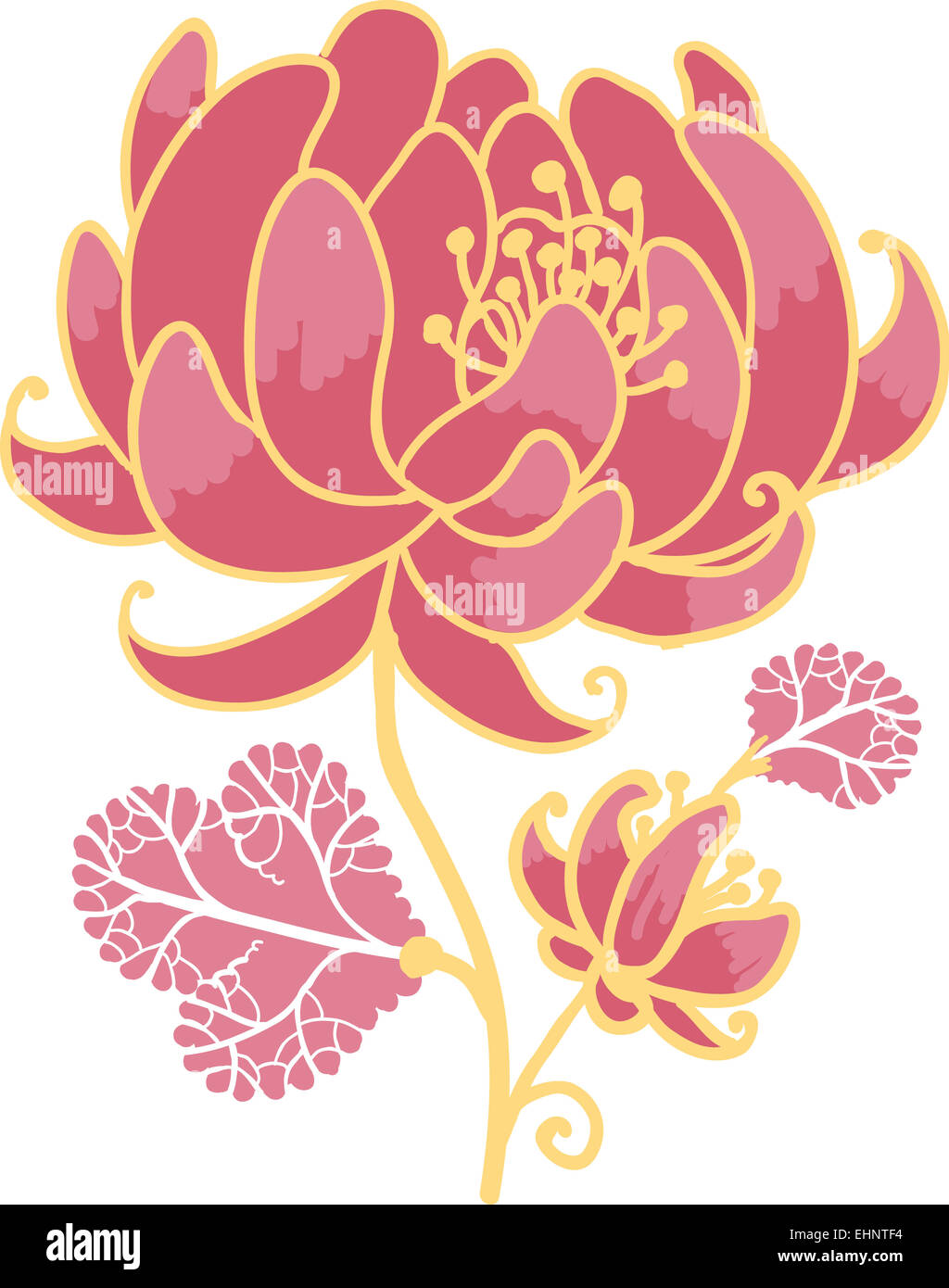 Golden and pink flower design element Stock Photo - Alamy