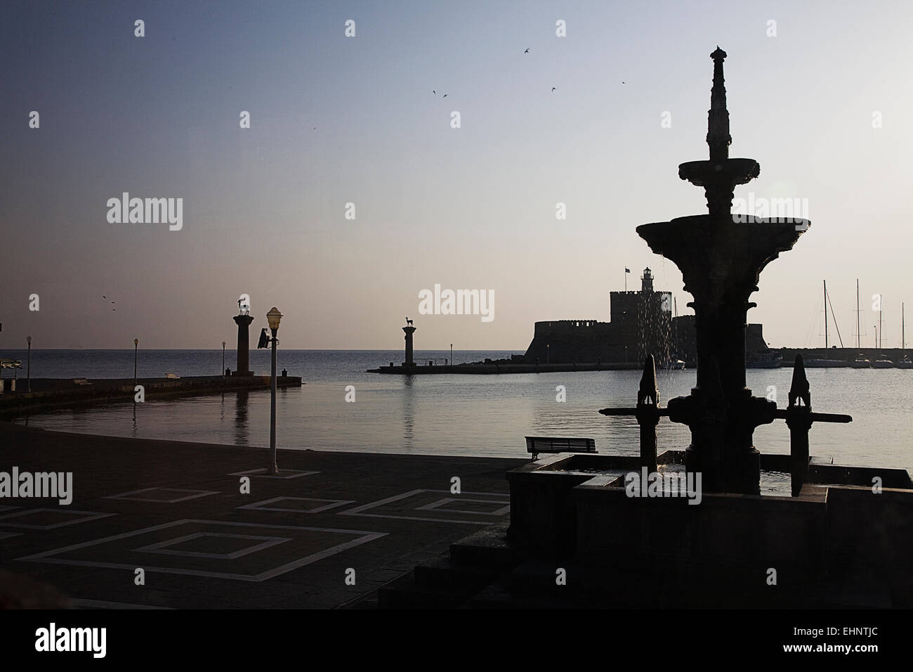 The ancient harbor entrance at Rhodes where the Colossus of Rhodes once ...
