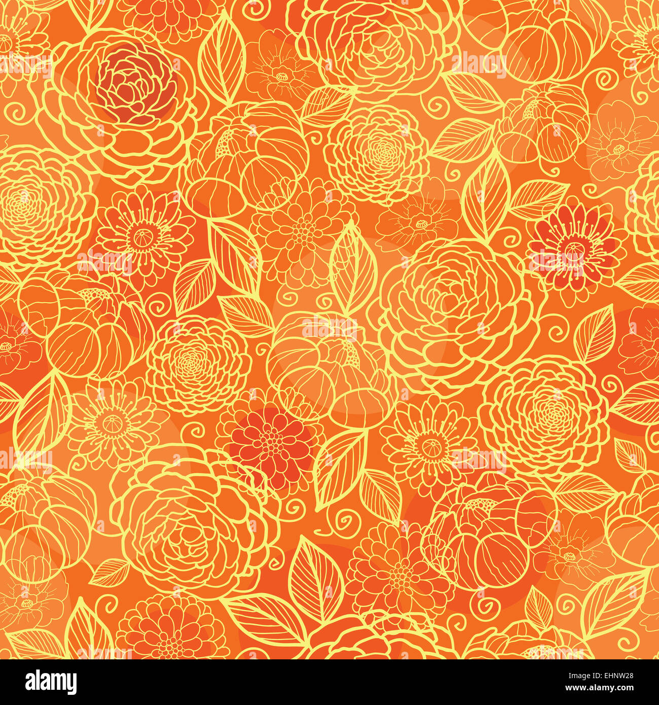 Golden orange floral texture seamless pattern background Stock Photo ...