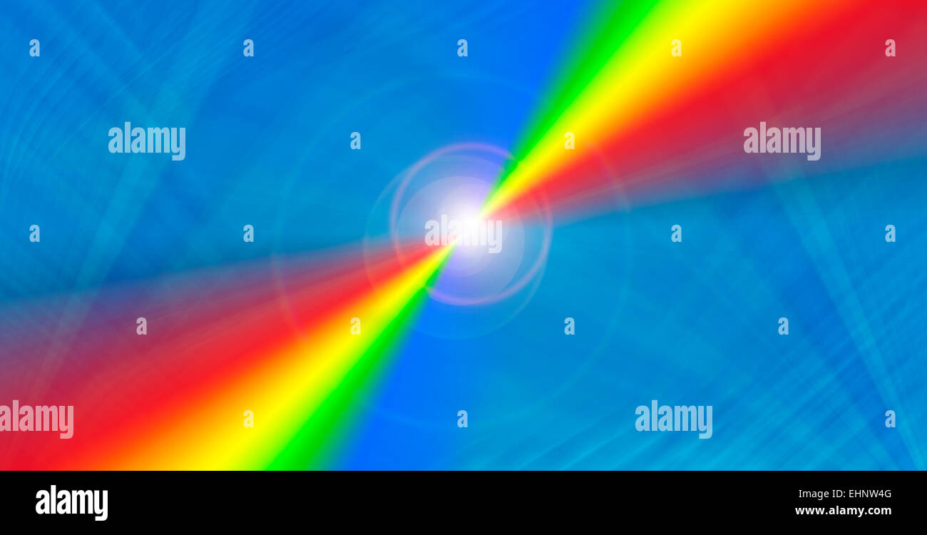 Rainbow on a blue background with flare Stock Photo - Alamy