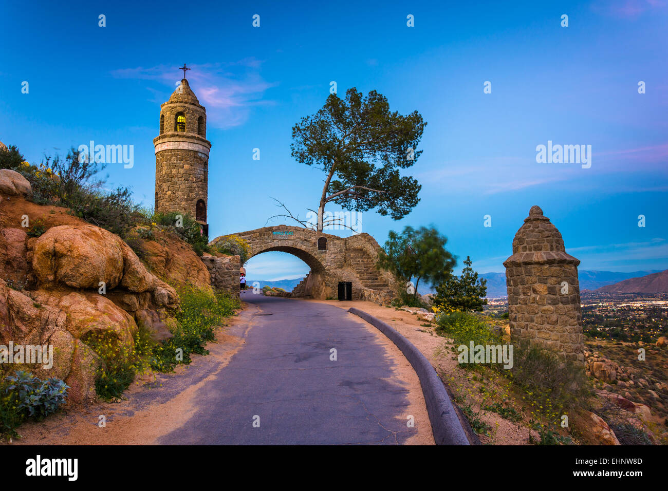 The Peace Bridge at twilight, at Mount Rubidoux Park, in Riverside ...