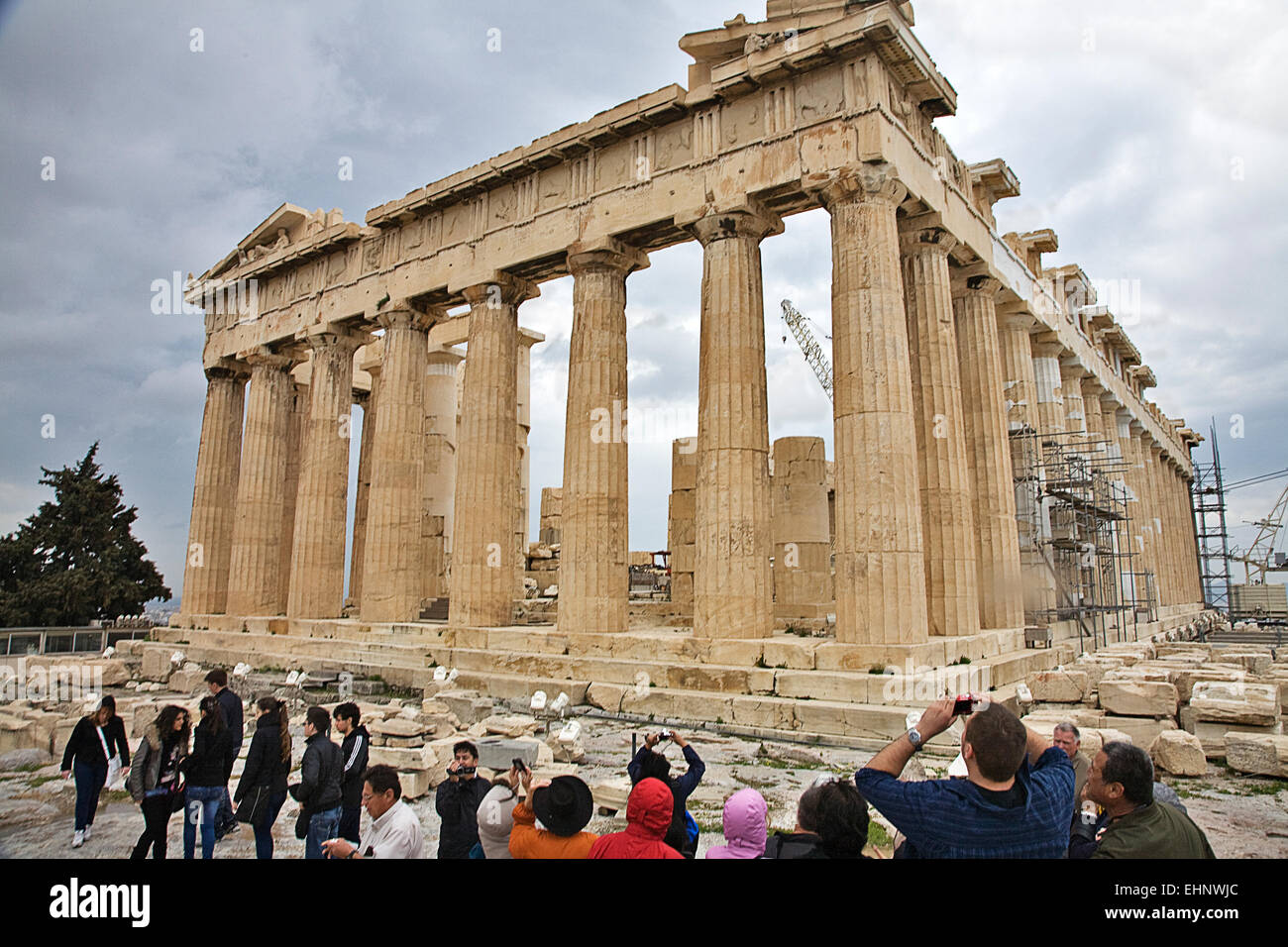 Thousands of visitors climb the Acropolis to see the Parthenon in the ...