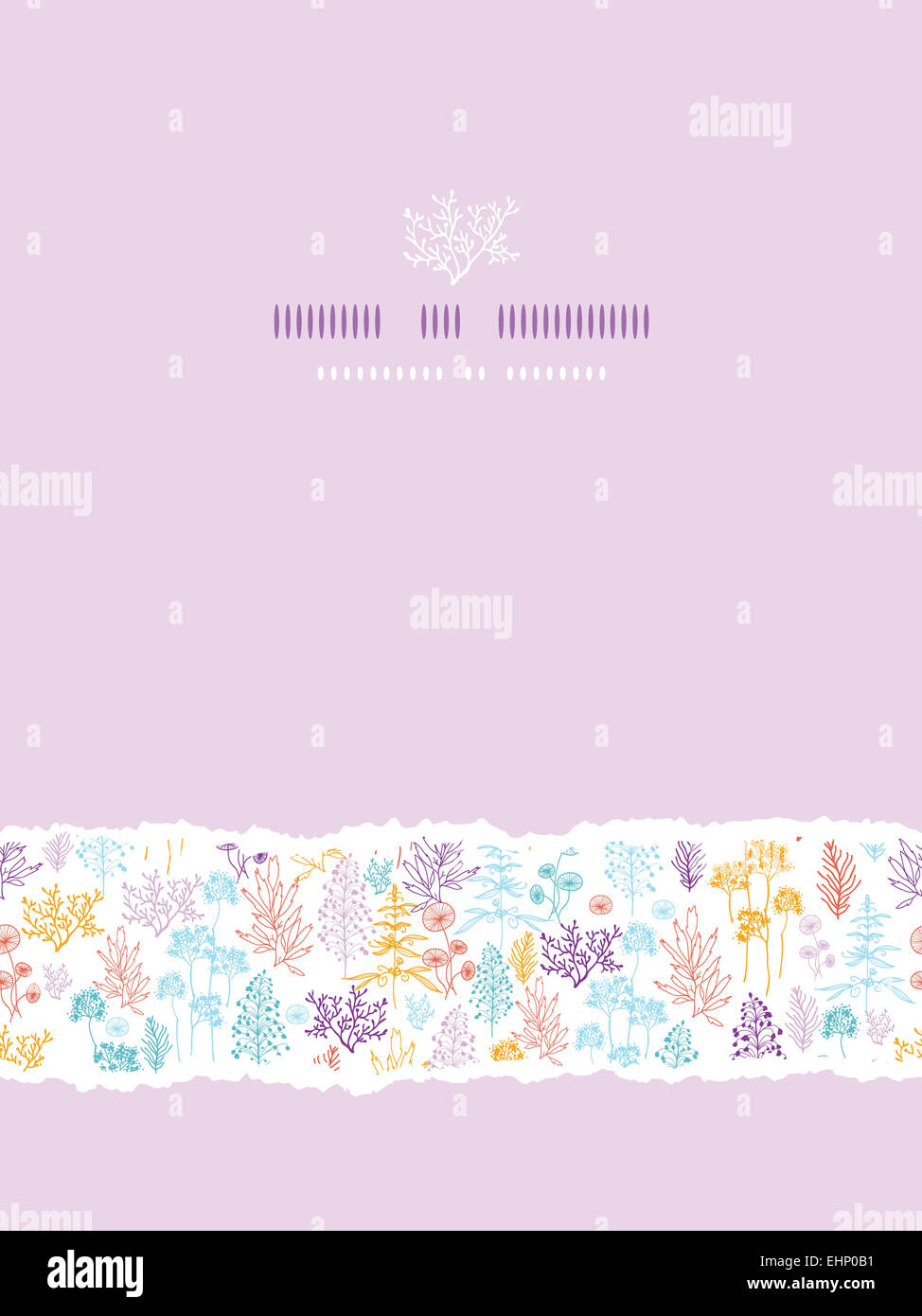 Colorful flowers and plants vertical torn seamless pattern background ...