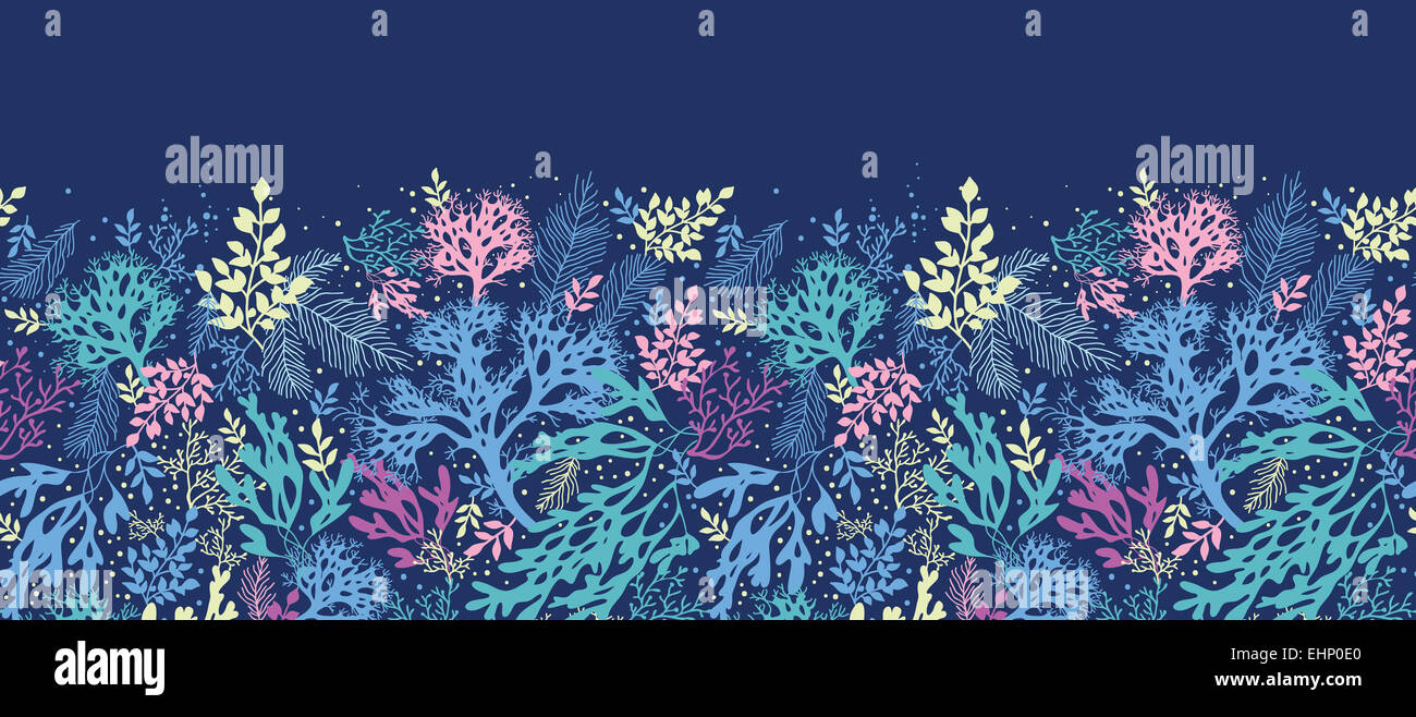 Underwater seaweed horizontal seamless pattern border Stock Photo - Alamy