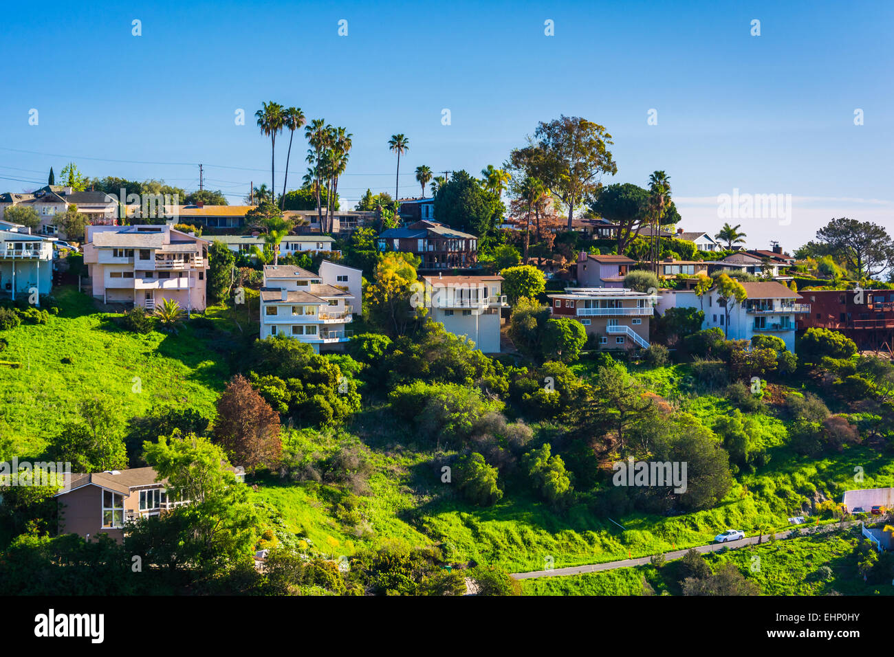 View of houses of a hillside in Laguna Beach, California Stock Photo ...