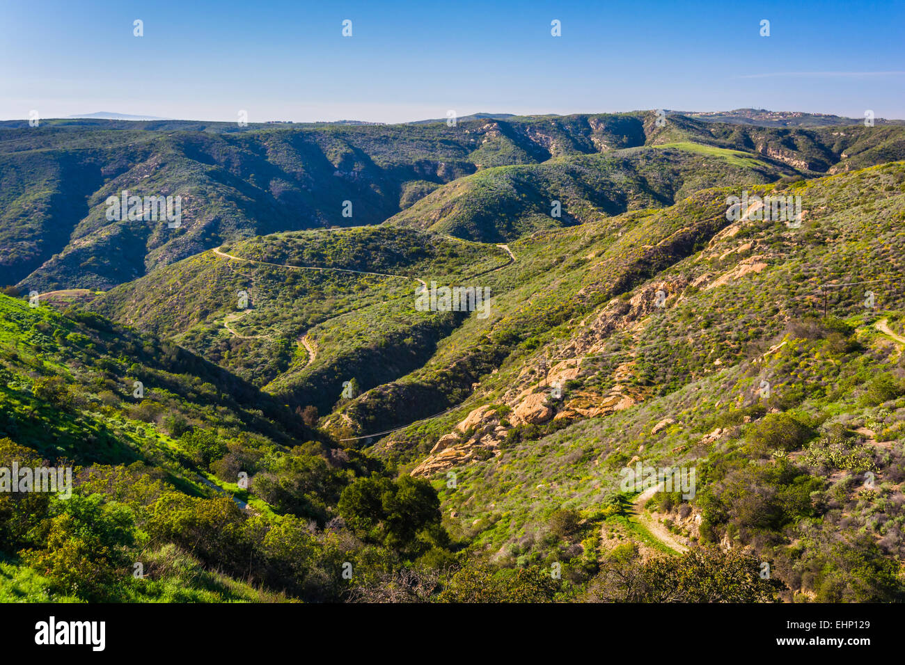 View of mountains from Park Avenue, in Laguna Beach, California Stock ...