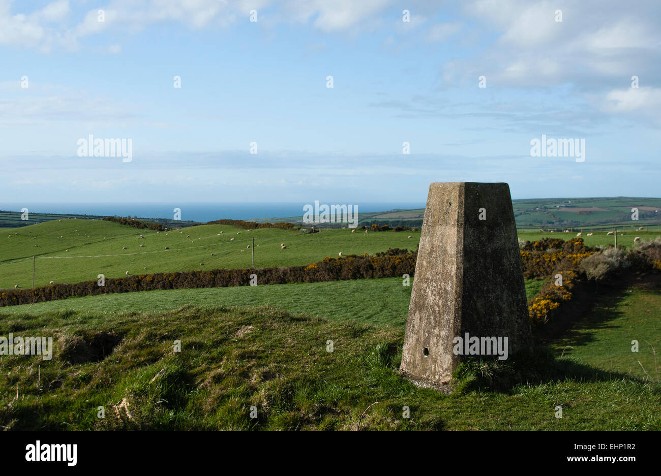 Trig point, Pembrokeshire, Wales, United Kingdom Stock Photo - Alamy