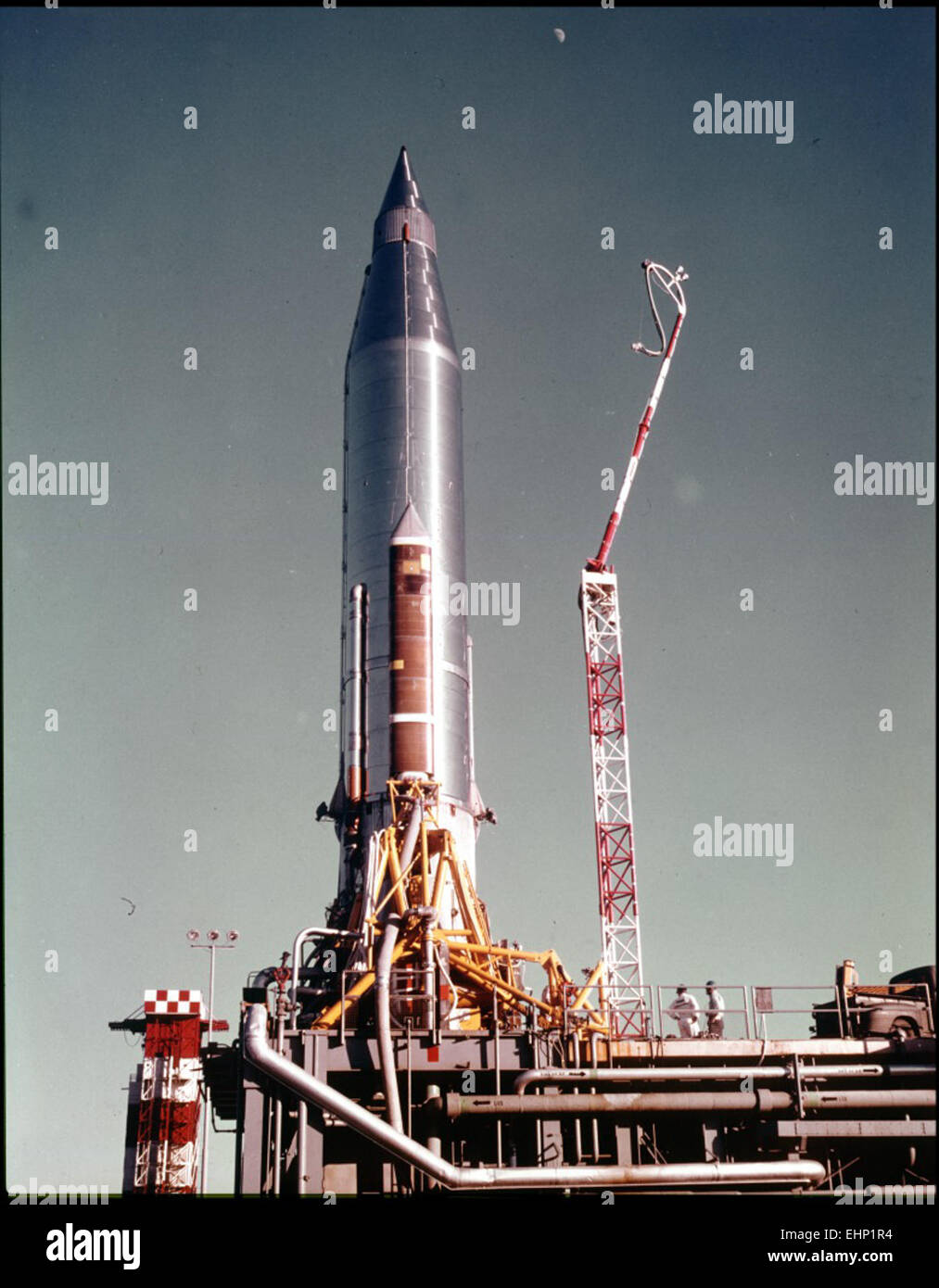 The Atlas 10B rocket on its launch pad, photographed on December 18 ...