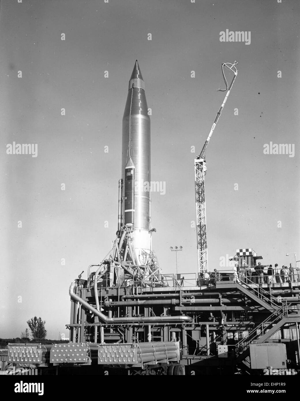 Atlas 10B on pad--Tower Away box Stock Photo - Alamy