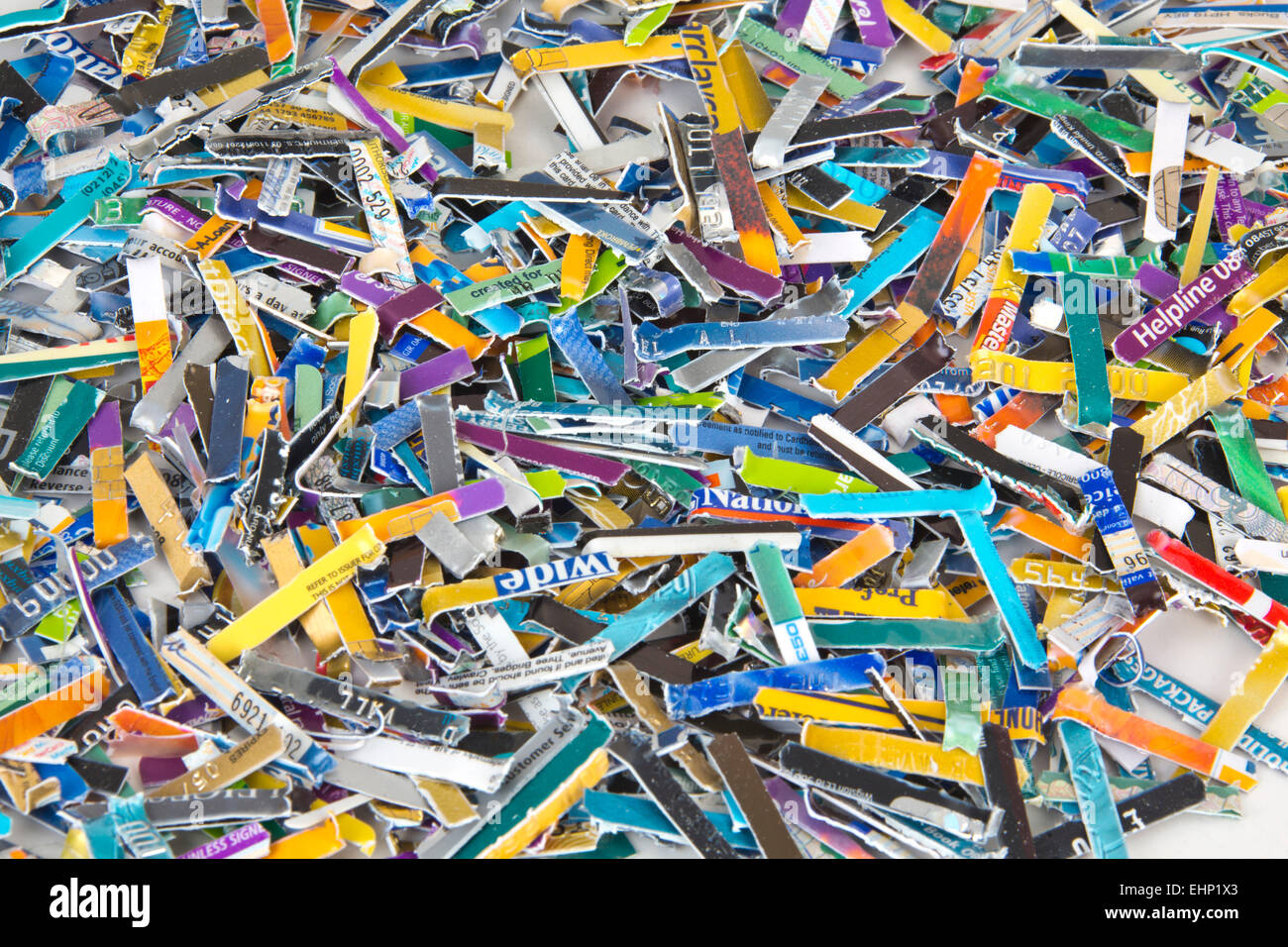 Assortment of credit cards Visa and Mastercards all shredded and ...