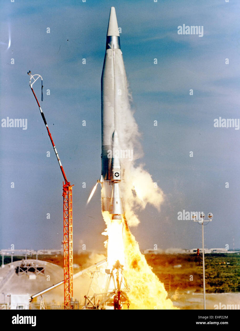 Photograph of the Atlas 66D rocket liftoff during its launch on August ...
