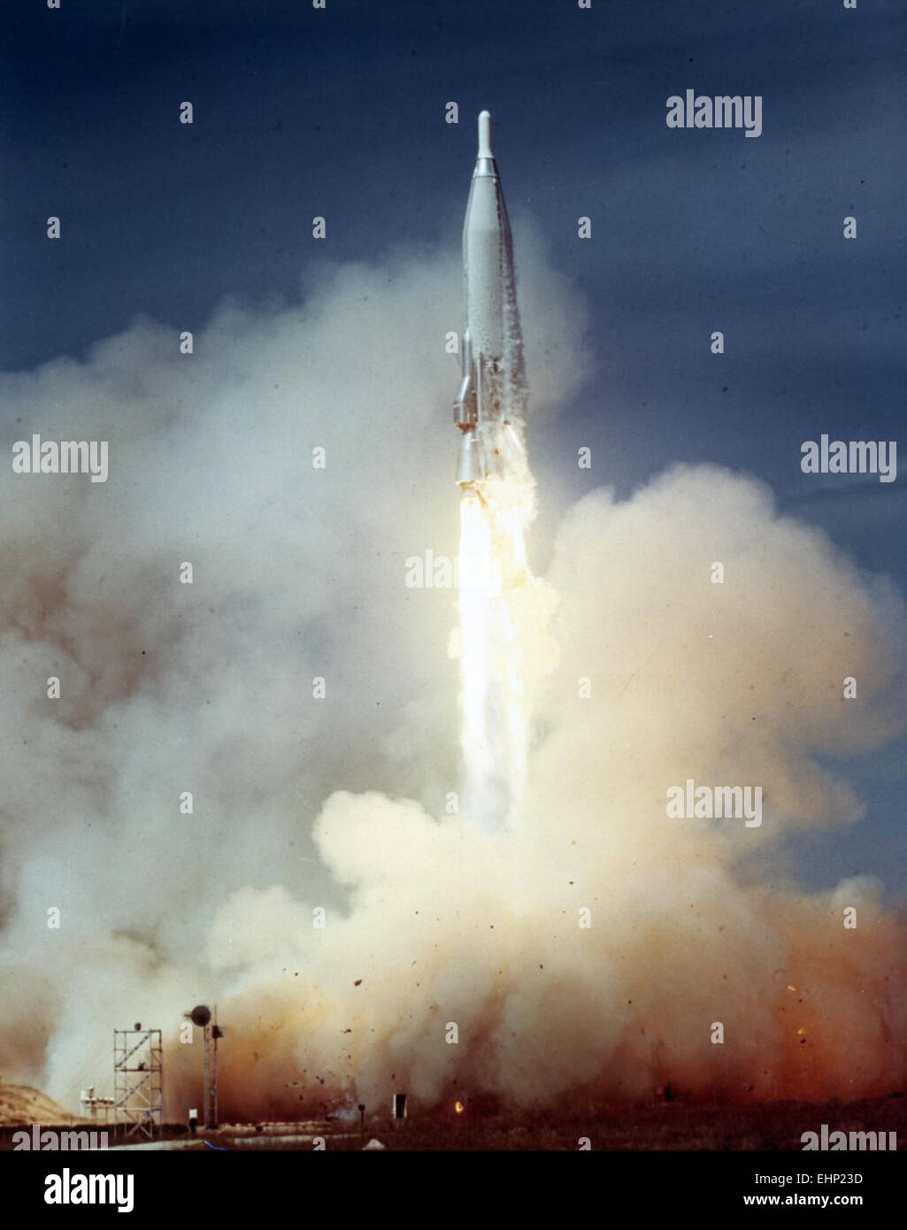 The photograph shows the liftoff of the Atlas 83F rocket on March 21 ...
