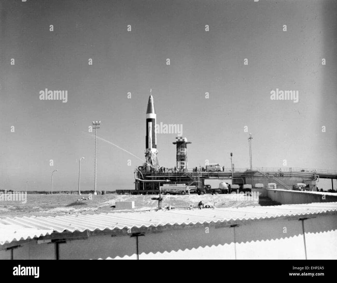 A photograph of the Atlas rocket in its no-load configuration ...