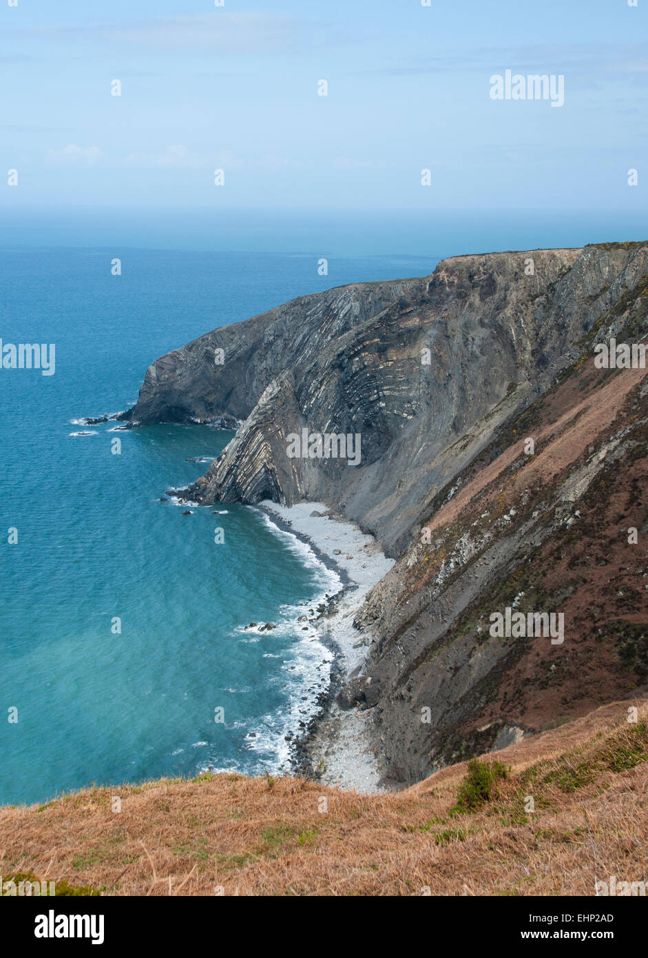 Cemaes Head in Pembrokeshire showing its high sea cliffs and secluded ...