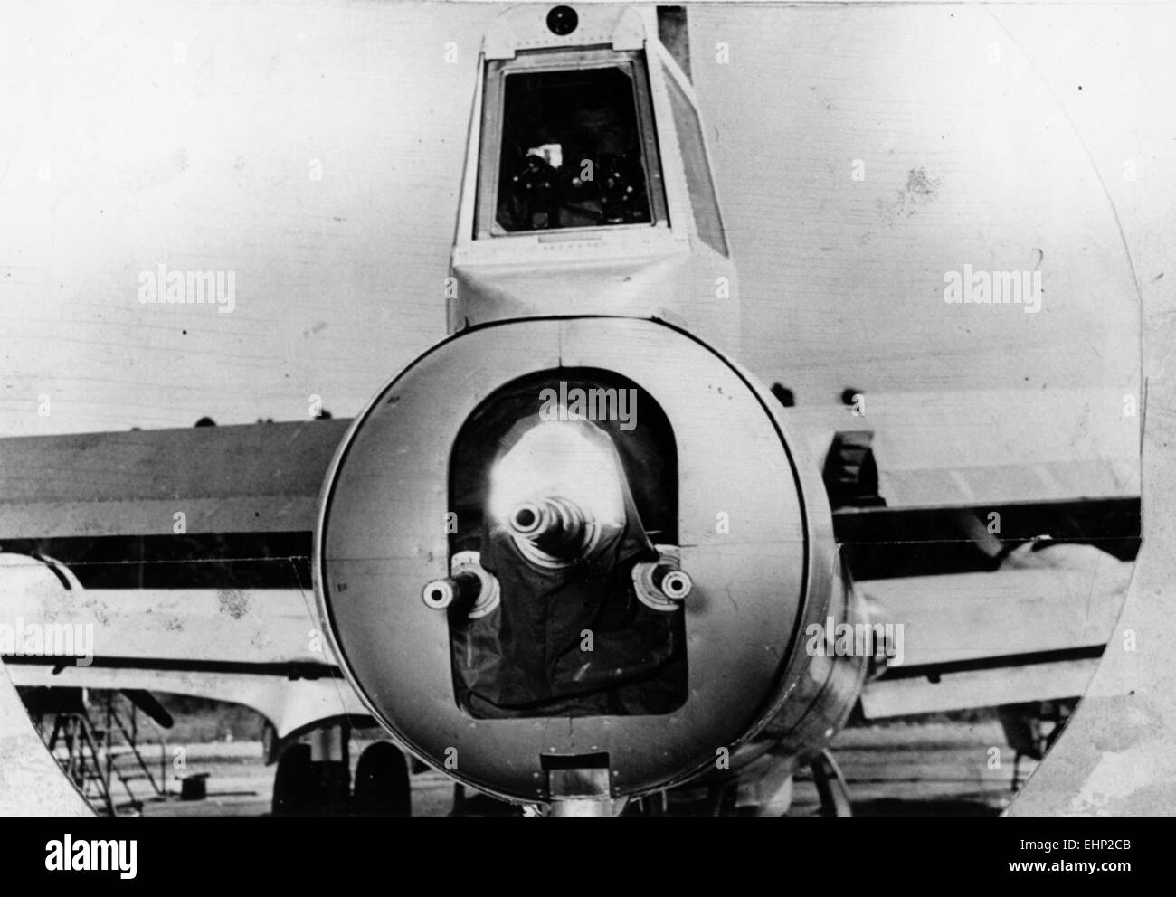 This photograph captures a B-29 Superfortress, a heavy bomber used ...