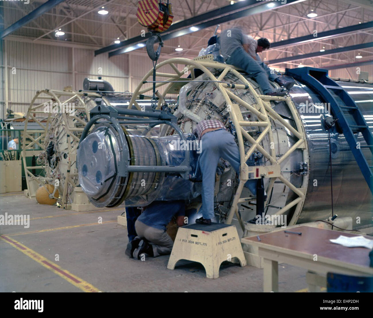 A photograph of the Centaur assembly process from 1960, capturing the ...