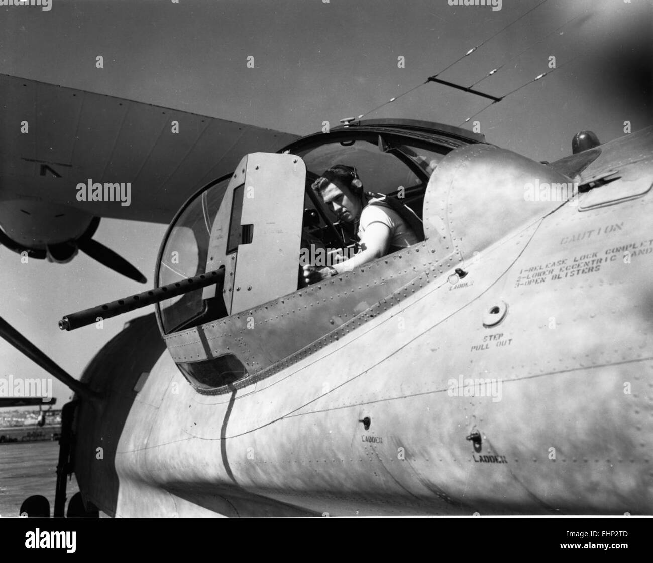 A photograph of the waist gun position on the Consolidated PBY-5 ...
