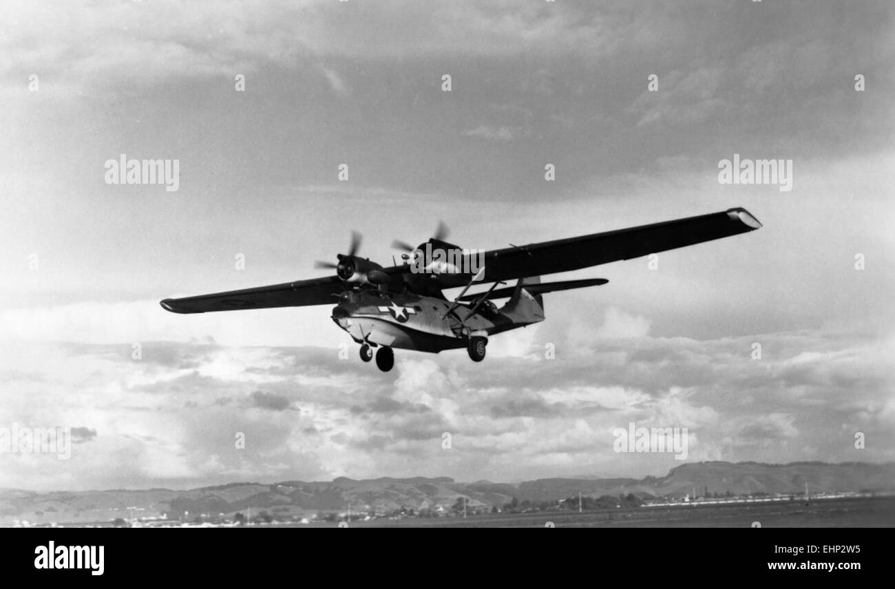 This image shows a Consolidated PBY-5A Catalina, an amphibious aircraft ...