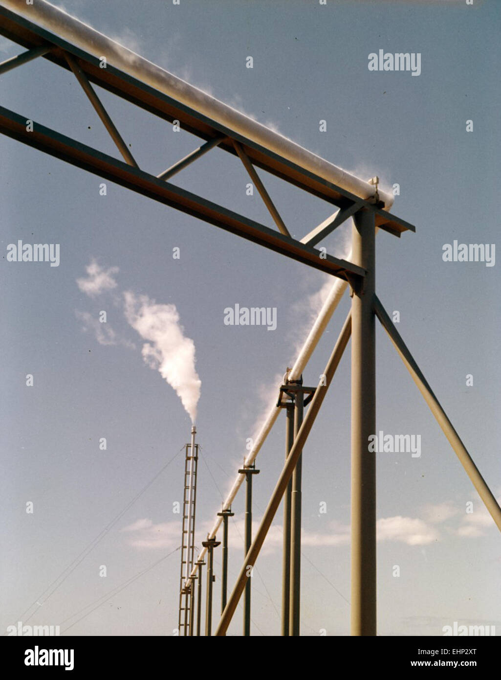 A photograph showing the hydrogen vent line installation at Point Loma ...