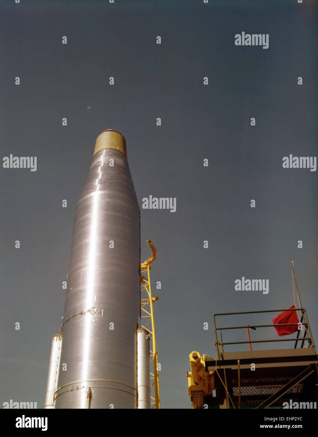 A photograph of the Launcher 10C system in a horizontal test position ...