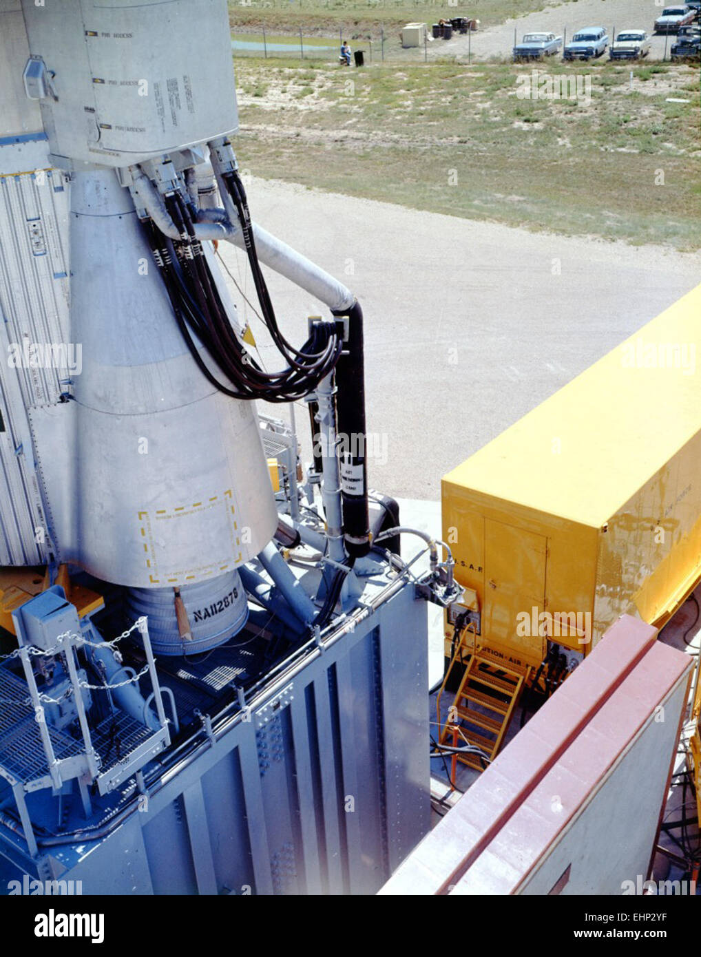 This image depicts the setup for a rocket launch, with a focus on the ...