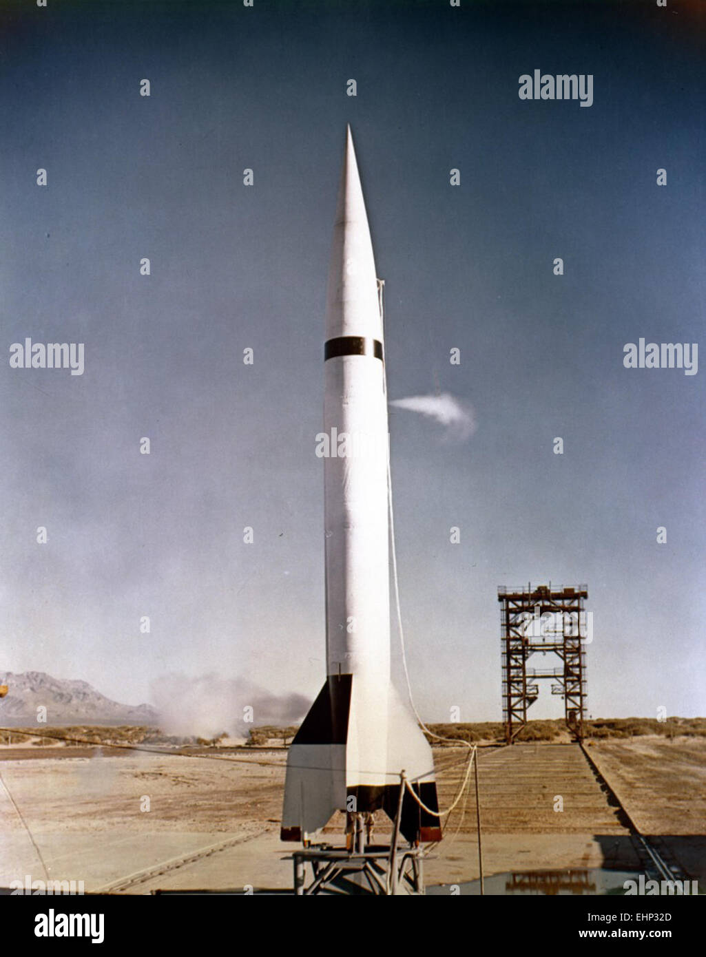 The MX-774, an early prototype of the Atlas missile, is displayed as ...