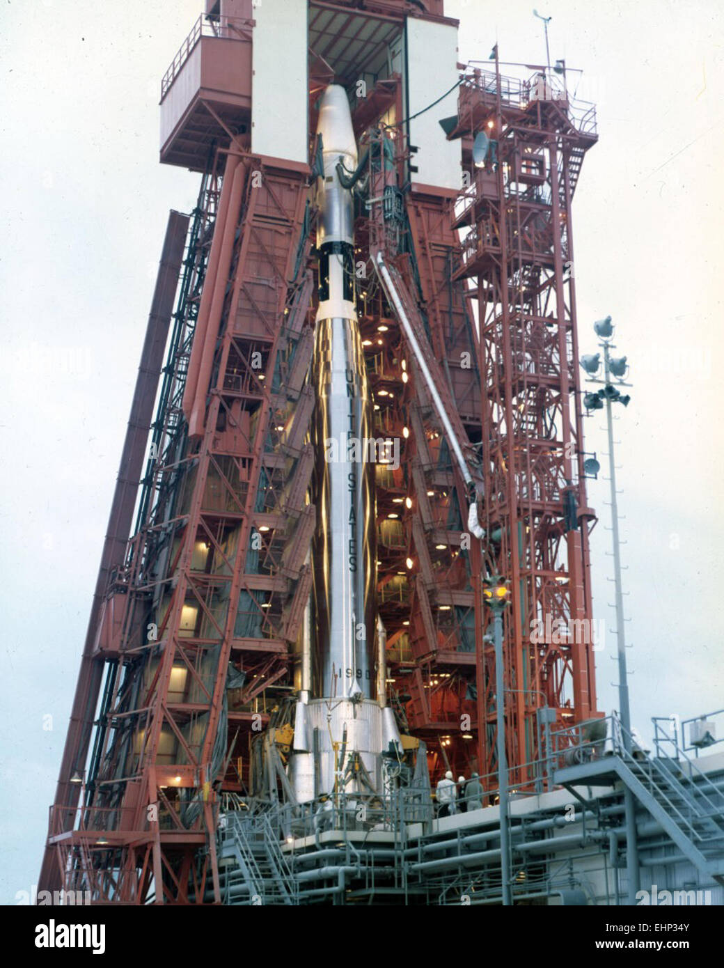 This image depicts the Ranger 6 spacecraft on the launch pad, prepared ...