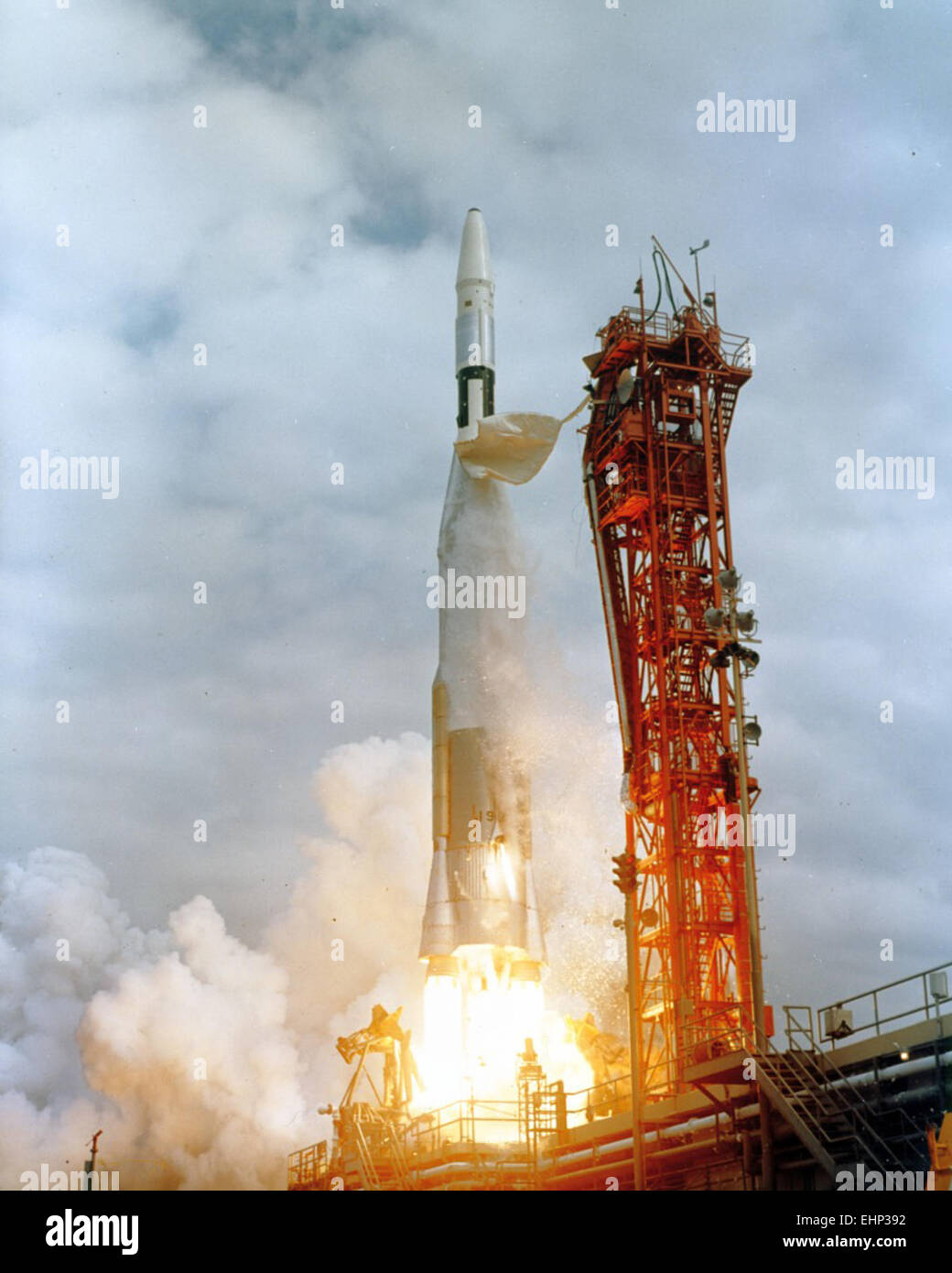 This image shows the liftoff of Ranger 7, captured during its mission ...