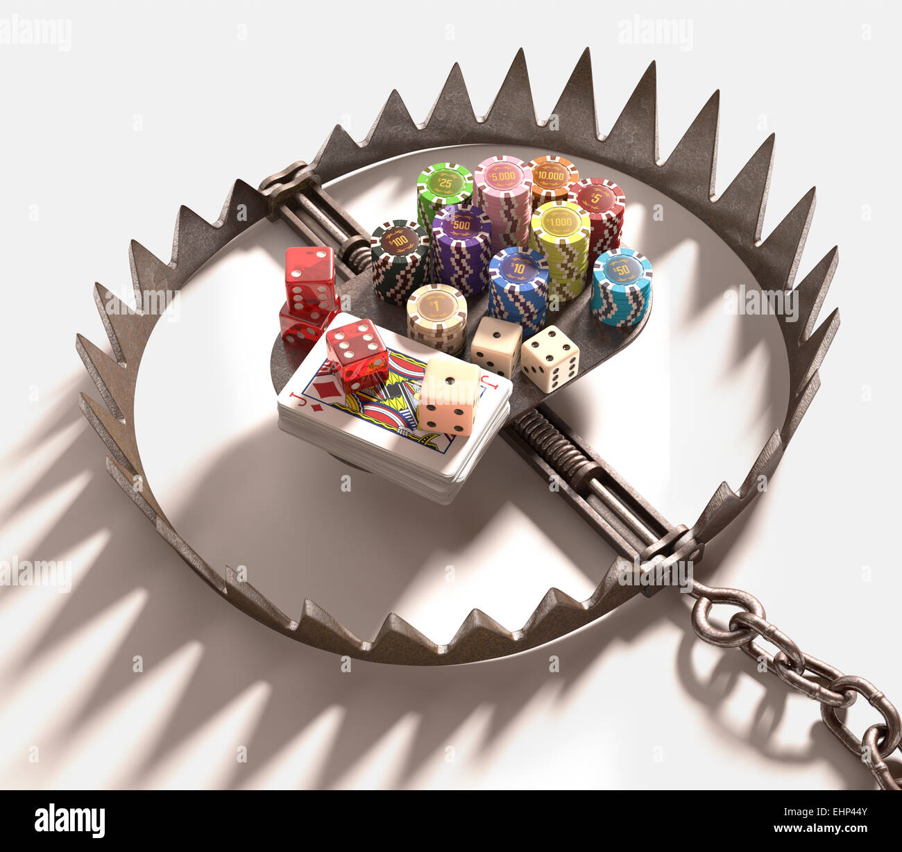 Game objects inside the trap. Addiction concept in gambling. Clipping ...