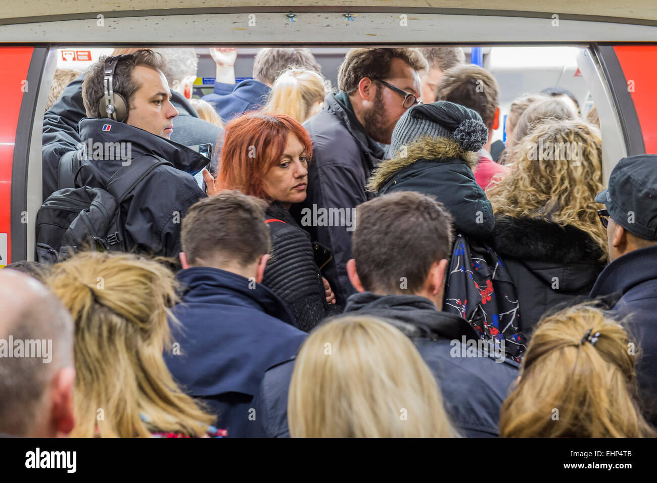 Packed tube train on london hi-res stock photography and images - Alamy