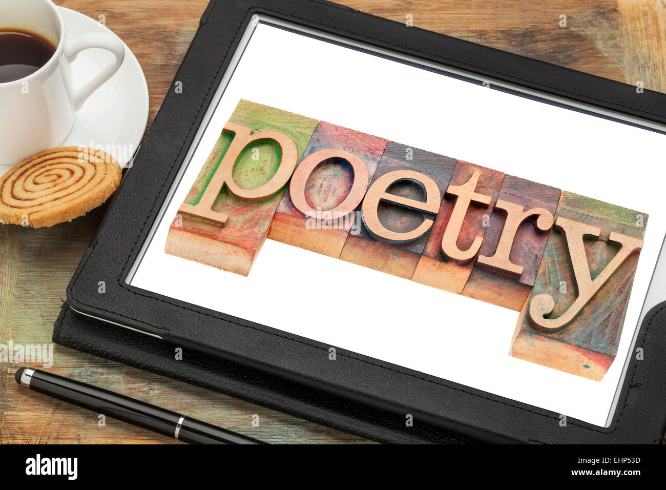 poetry word typography - text in letterpress wood type on a digital ...